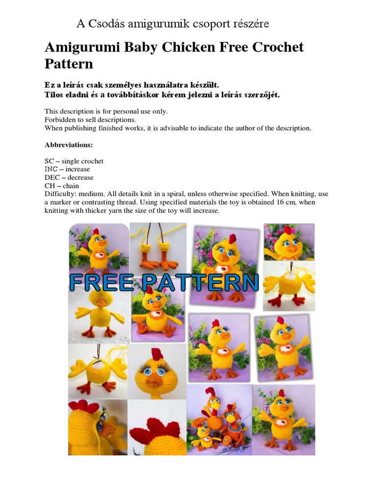Baby Chicken | PDF | Crochet | Yarn