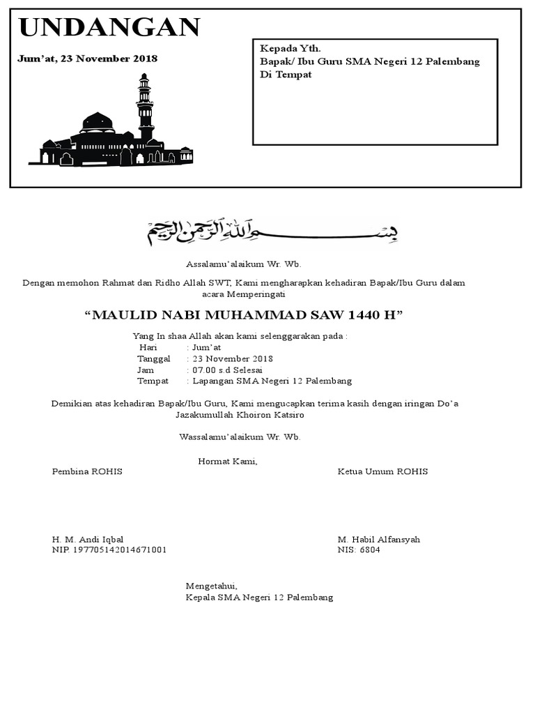 Contoh UNDANGAN MAULID NABI | PDF