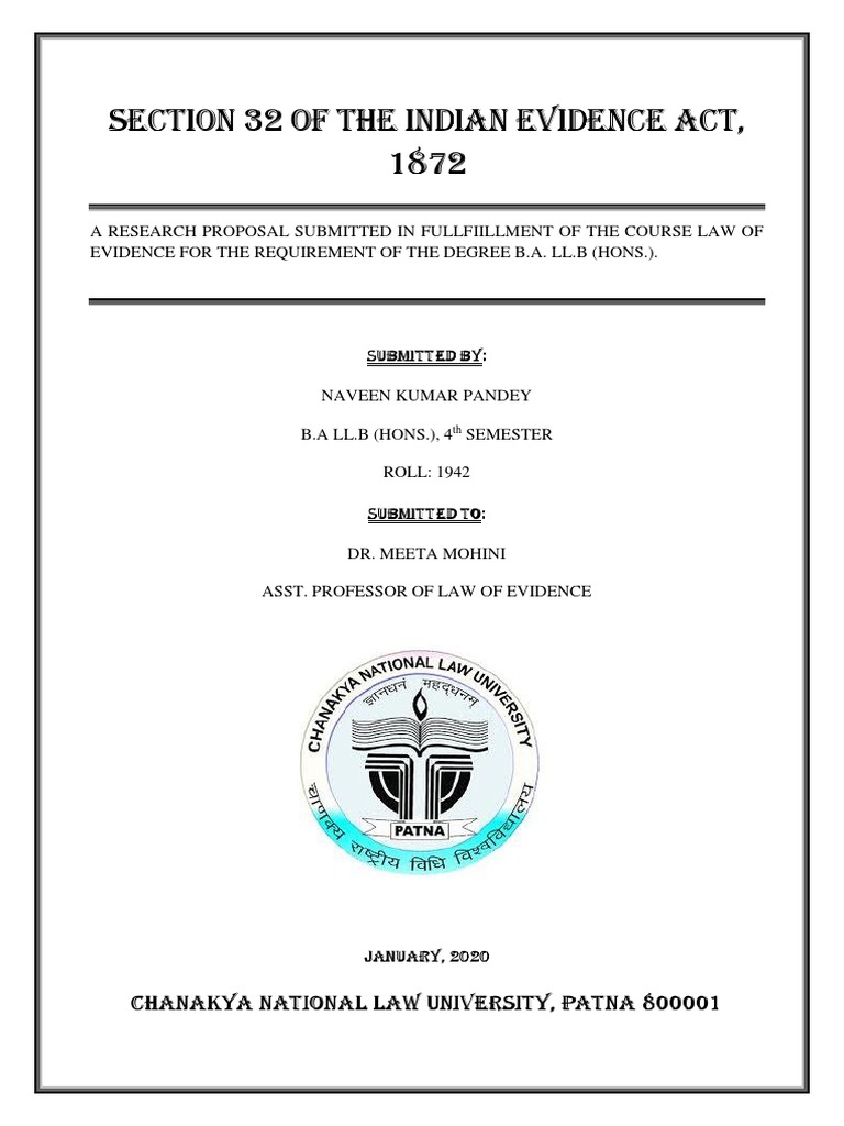 Section 32 of The Indian Evidence Act Rough Draft | PDF | Evidence (Law ...