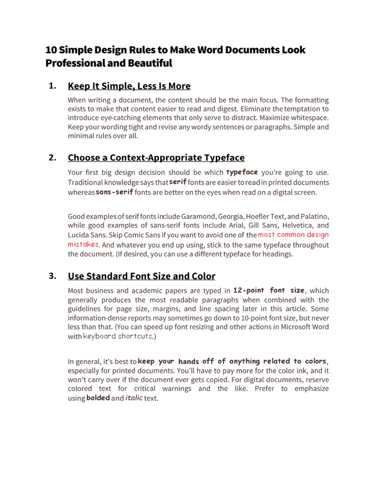 10 Simple Design Rules To Make Word Documents Look Professional And