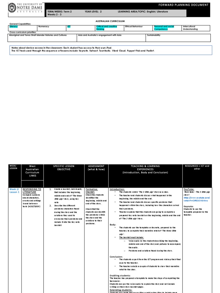 Forward Planning Document English Year 2 | Download Free PDF | Educational Technology | Teachers