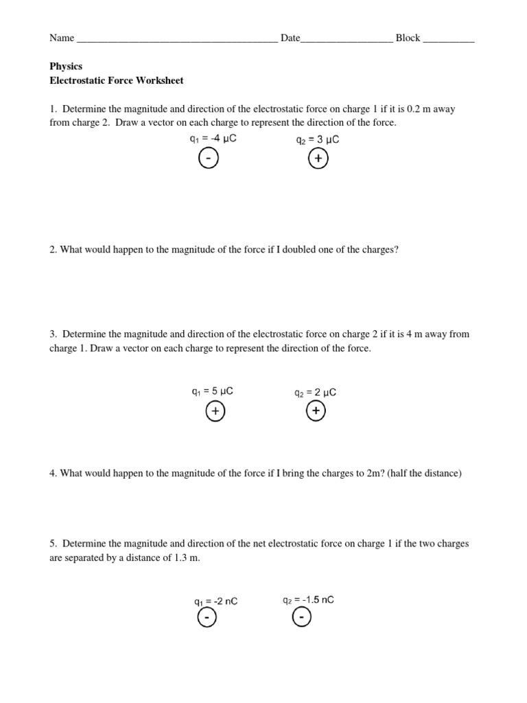 Physics Electrostatics Worksheet | PDF | Science & Mathematics
