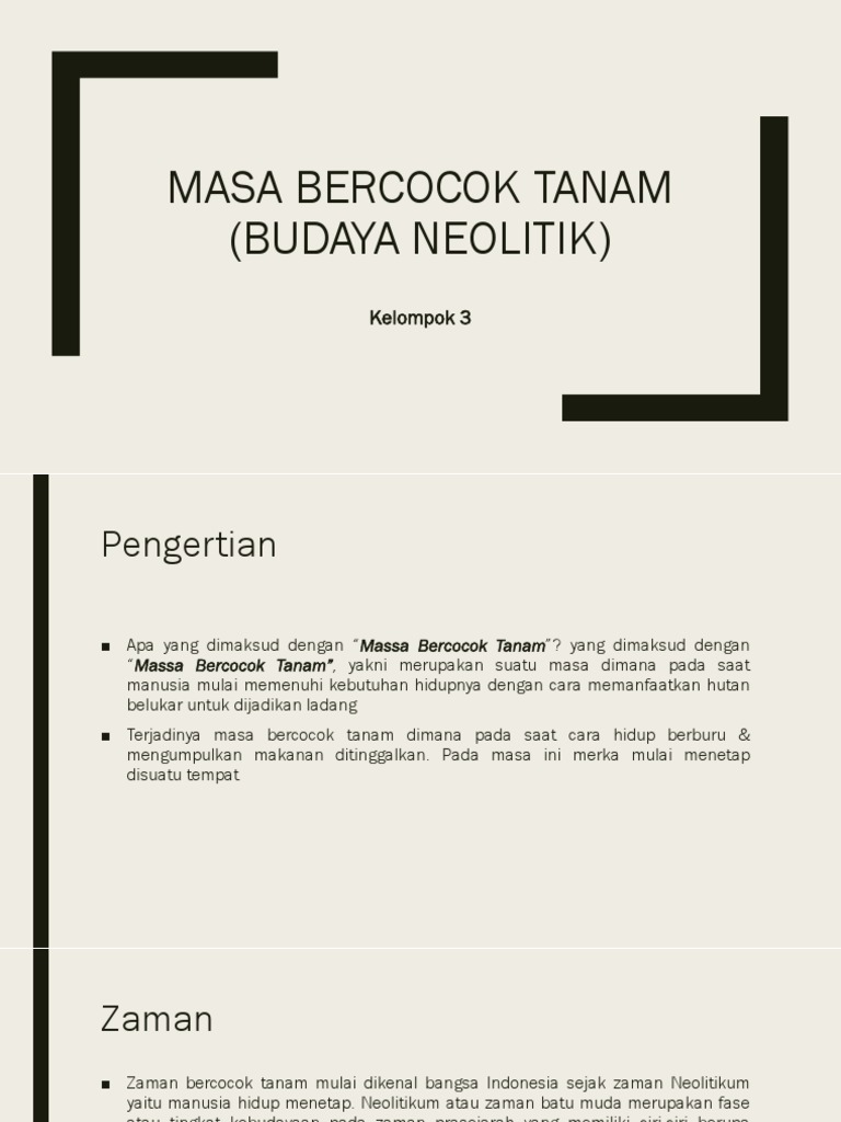 Masa Bercocok Tanam (Budaya Neolitik) | PDF