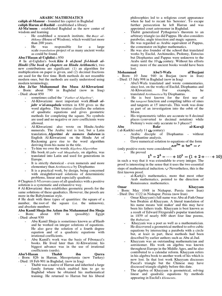 History of Mathematics Reviewer Compilation of Lesson | PDF | Algebra ...