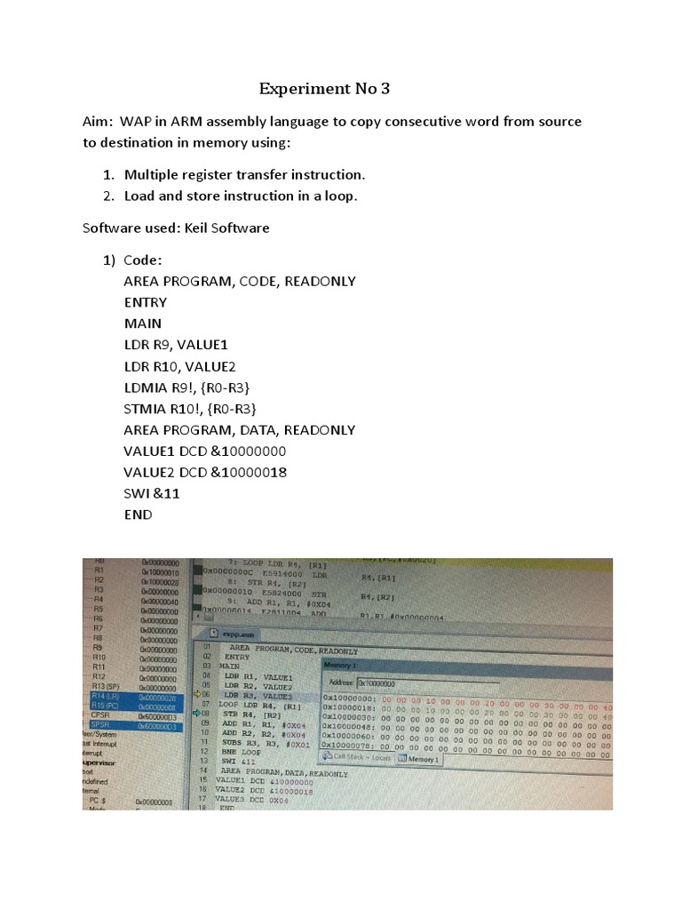 ARM Assembly Memory Copy Example | PDF | Computers