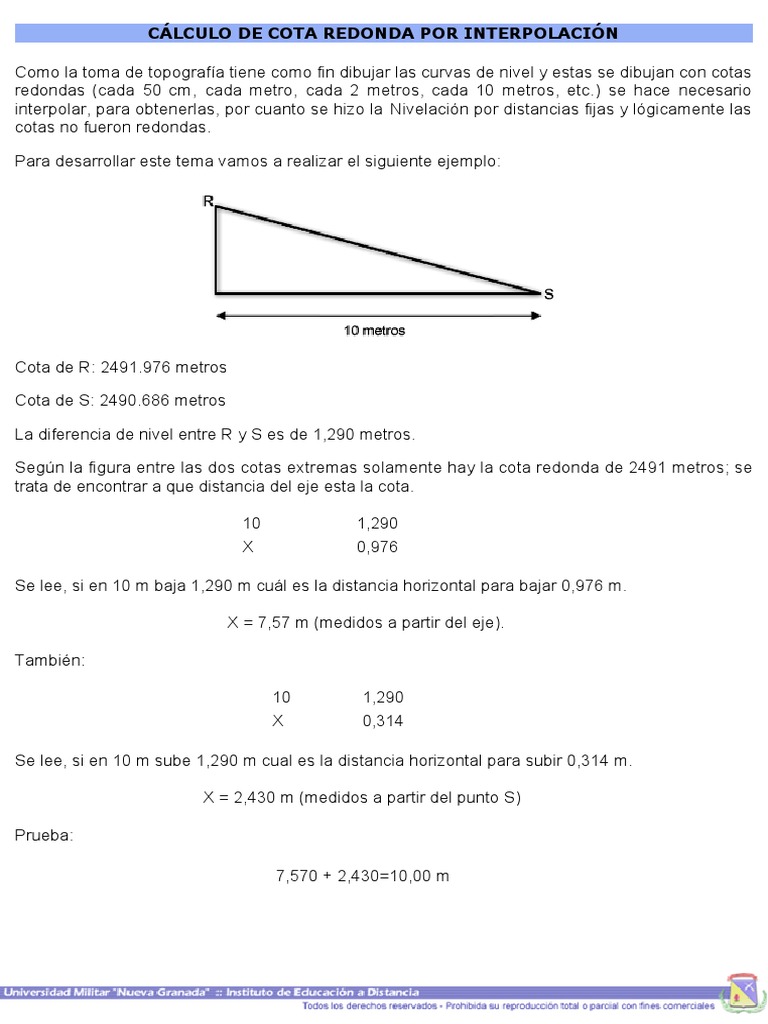Cálculo de Cota Redonda Por Interpolación PDF | PDF