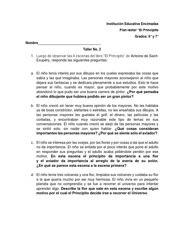 Taller El Principito | PDF