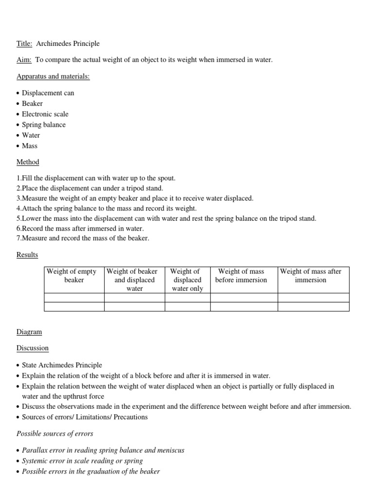 Physics SBA 4 | PDF | Weight | Buoyancy