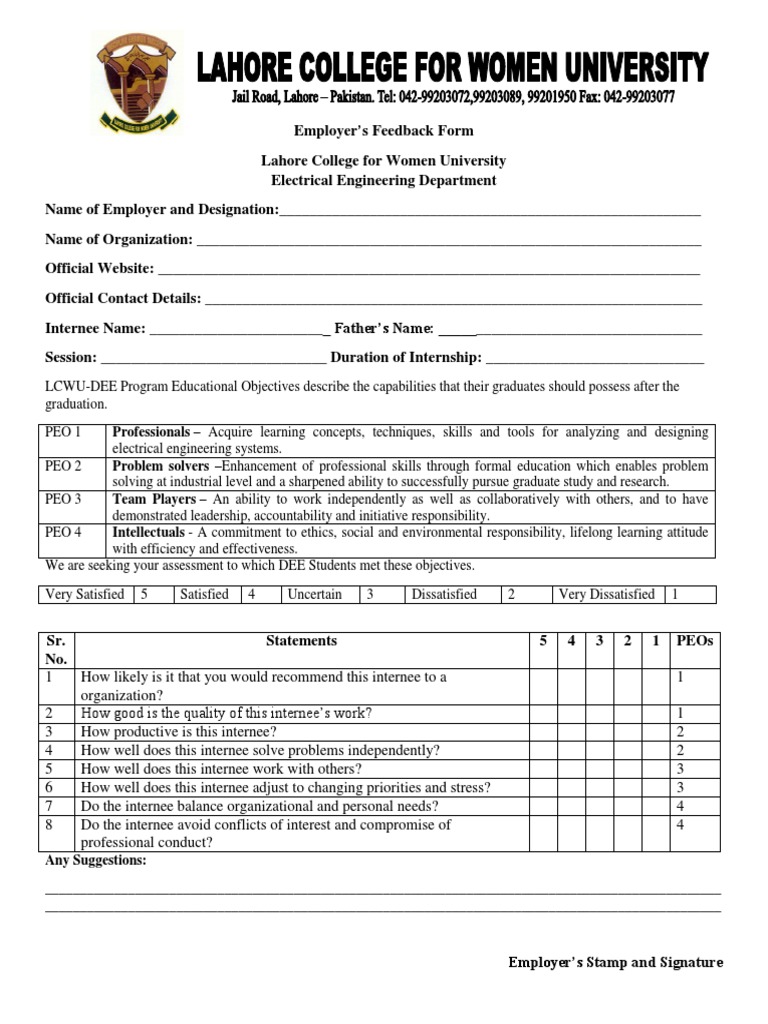 Employer Feedback Form | PDF | Engineering | Employment