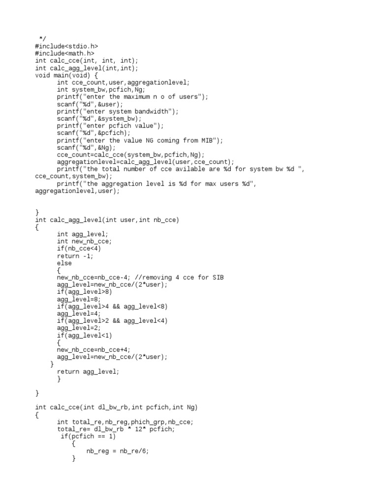 Cce and Aggregation Level Function | PDF