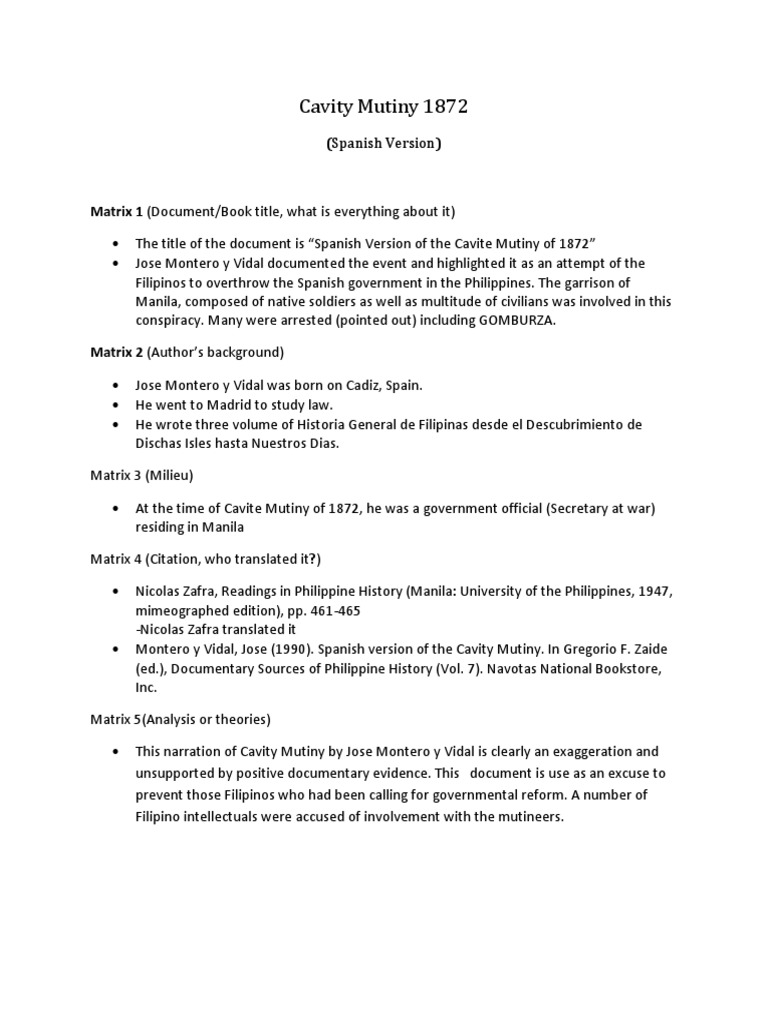 Cavity Mutiny 1872 Spanish | PDF