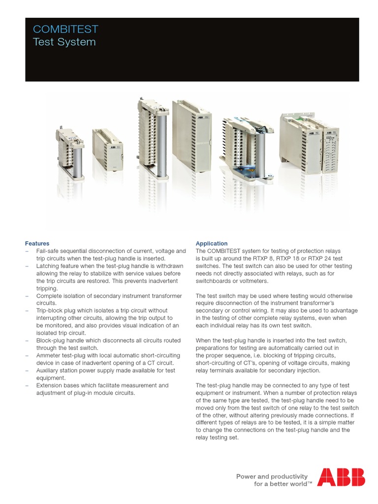 RTXP 18 RK 926 115 Ad Test Switch Abb Manual PDF | PDF