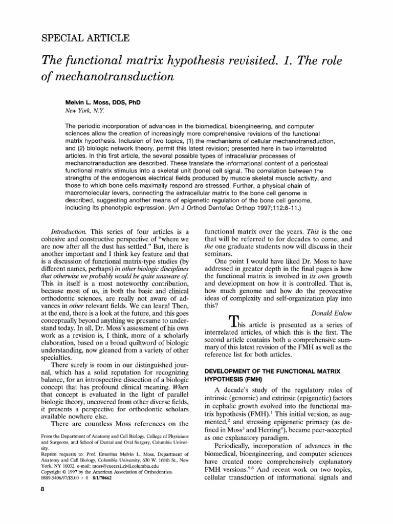 Moss Functional Matrix Revisited Download Free Pdf Bone