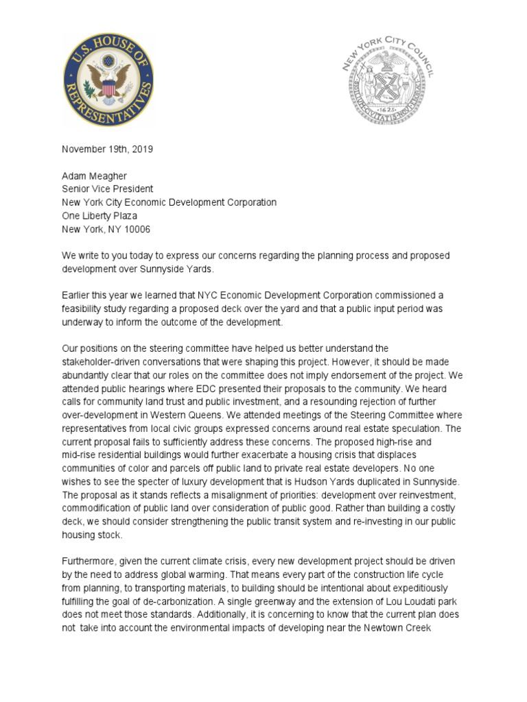 Concerns on Sunnyside Yards Development | PDF | Government | Economies