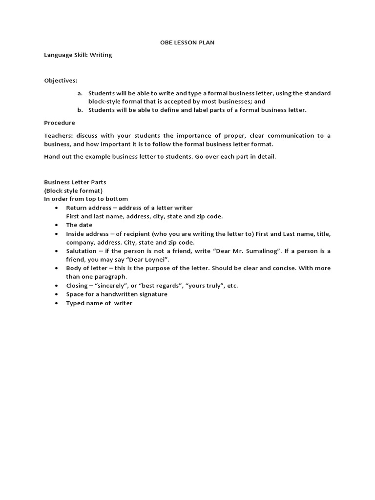 OBE LESSON PLAN - Banking Course | PDF