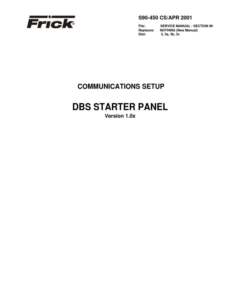 Setting Up Communications and Control Parameters Between a Frick ...