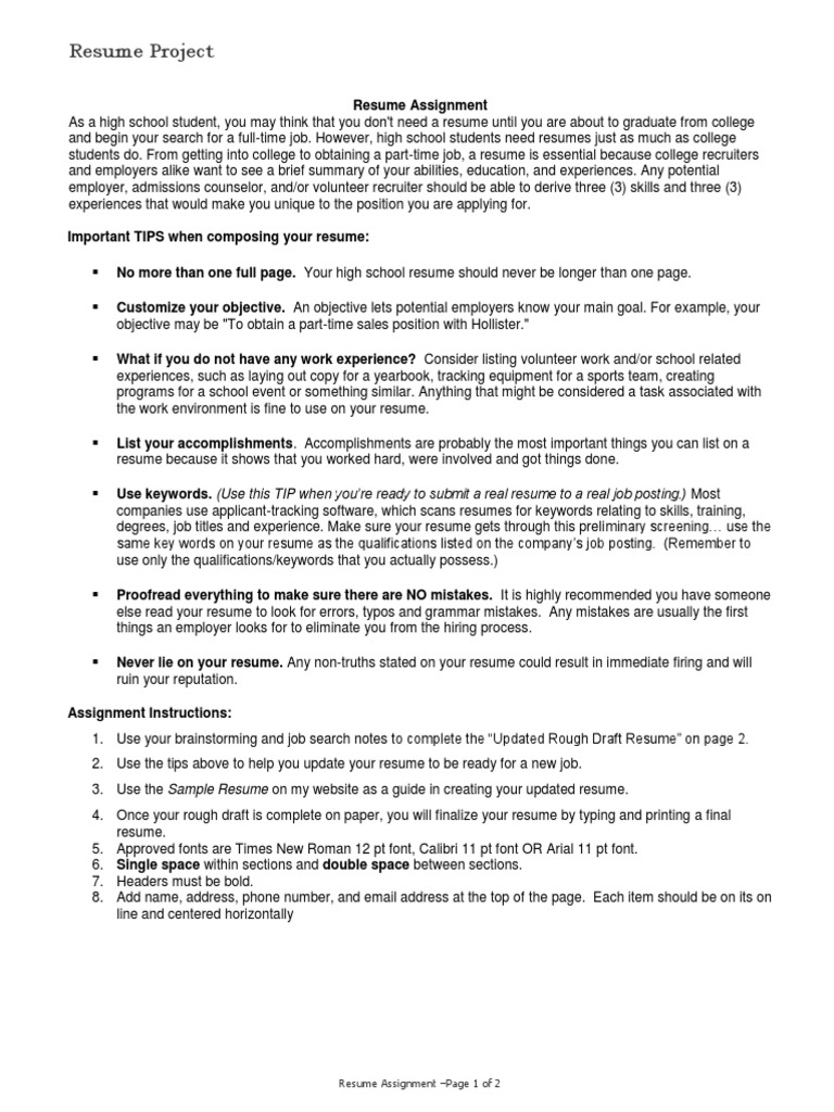 Resume Assignment | PDF | Résumé | Communication