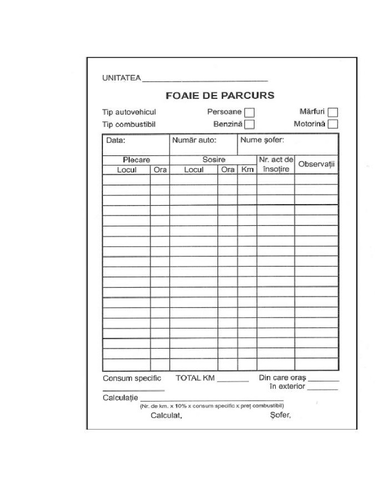 Foaie de Parcurs | PDF