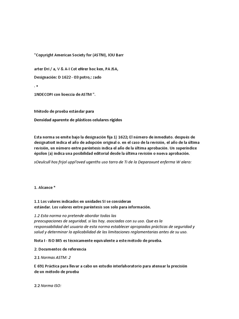 Astm 1622 Traducido | PDF | Densidad | Cantidad