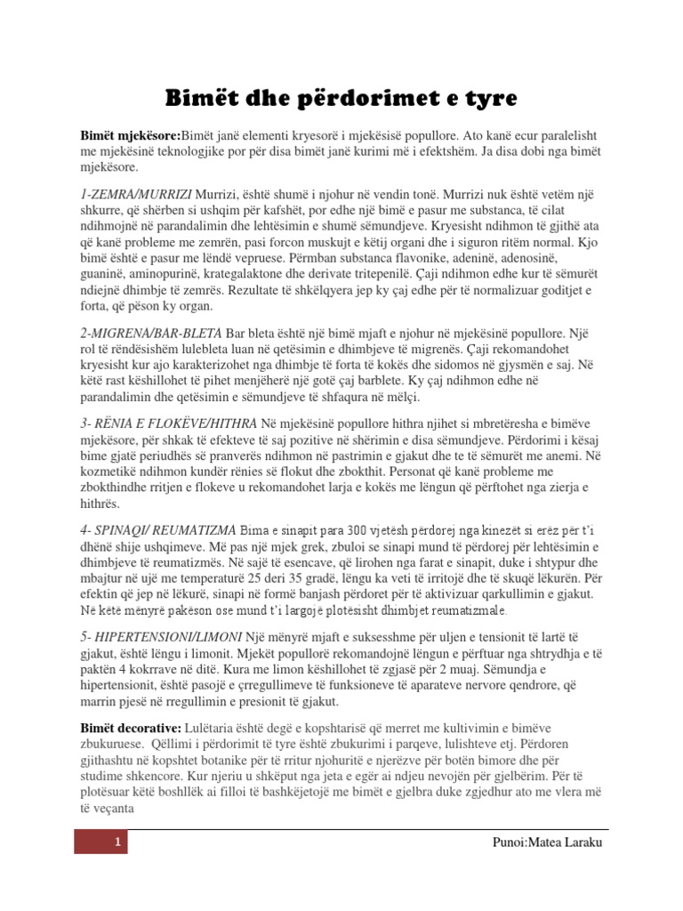 Bimët Dhe Përdorimet e Tyre | PDF