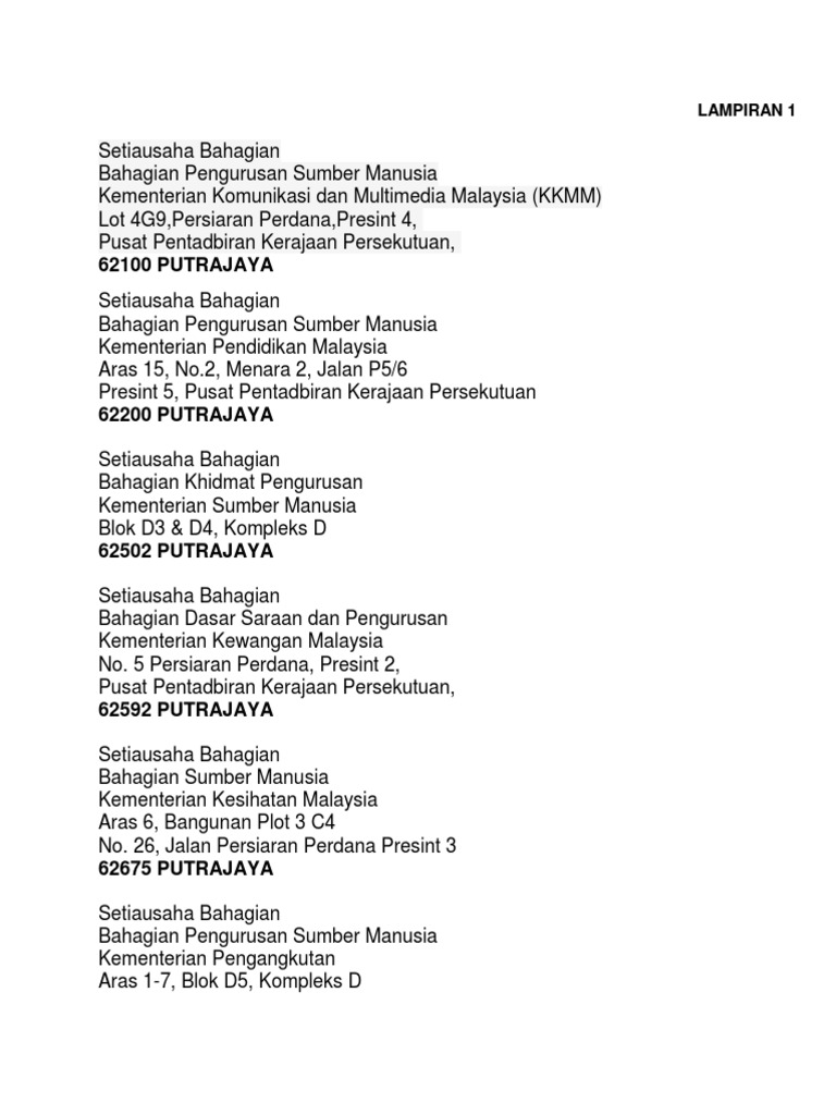 Senarai Edaran - Kementerian | PDF