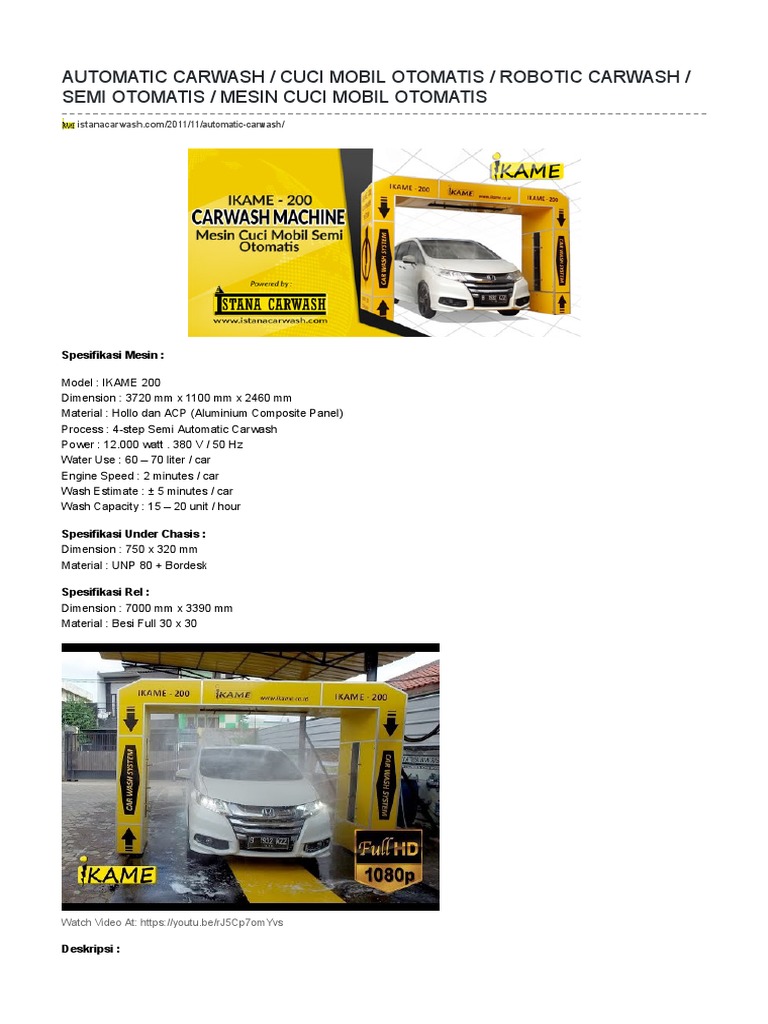 Automatic Carwash - Cuci Mobil Otomatis - Robotic Carwash - Semi ...