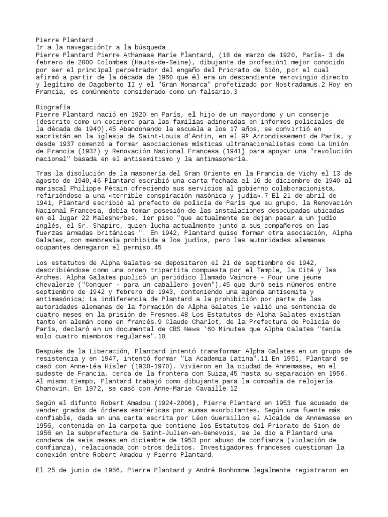 Pierre Plantard y el Priorato de Sión | PDF | Antropología cultural ...
