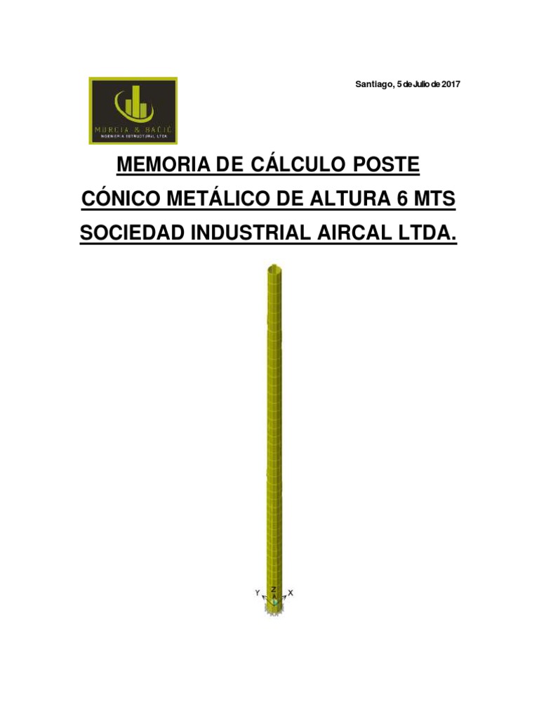 Memoria de Cálculo Poste Cónico H 6m (31.07.17) | PDF | Herida ... Memoria de Cálculo Poste Cónico H 6m (31.07.17) | PDF | Herida ...