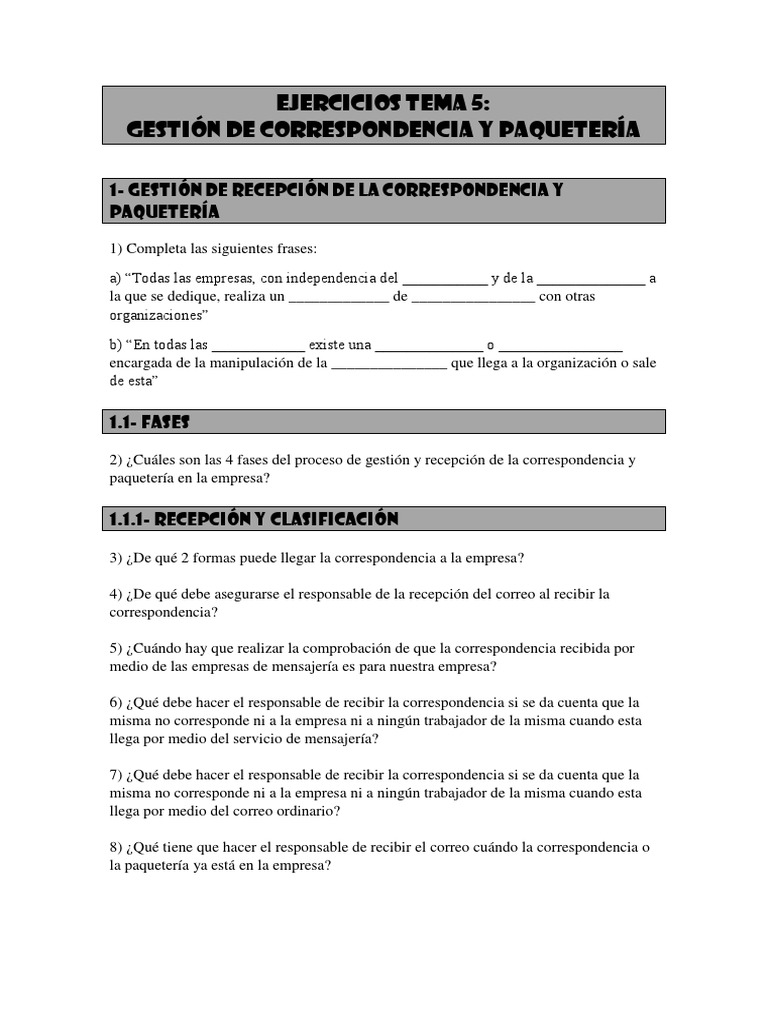 Cuestionario Registro de Correspondenica | PDF | Correo | Informática