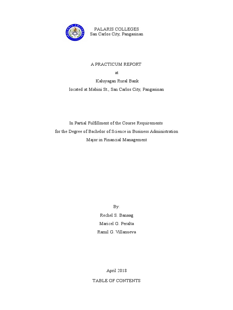 BSBA Practicum Report | PDF