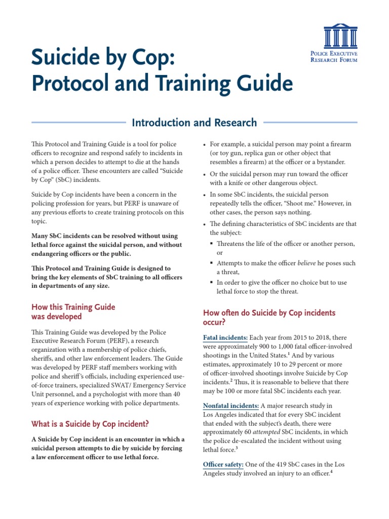 Suicide by Cop: Protocol and Training Guide | PDF | Police Officer ...