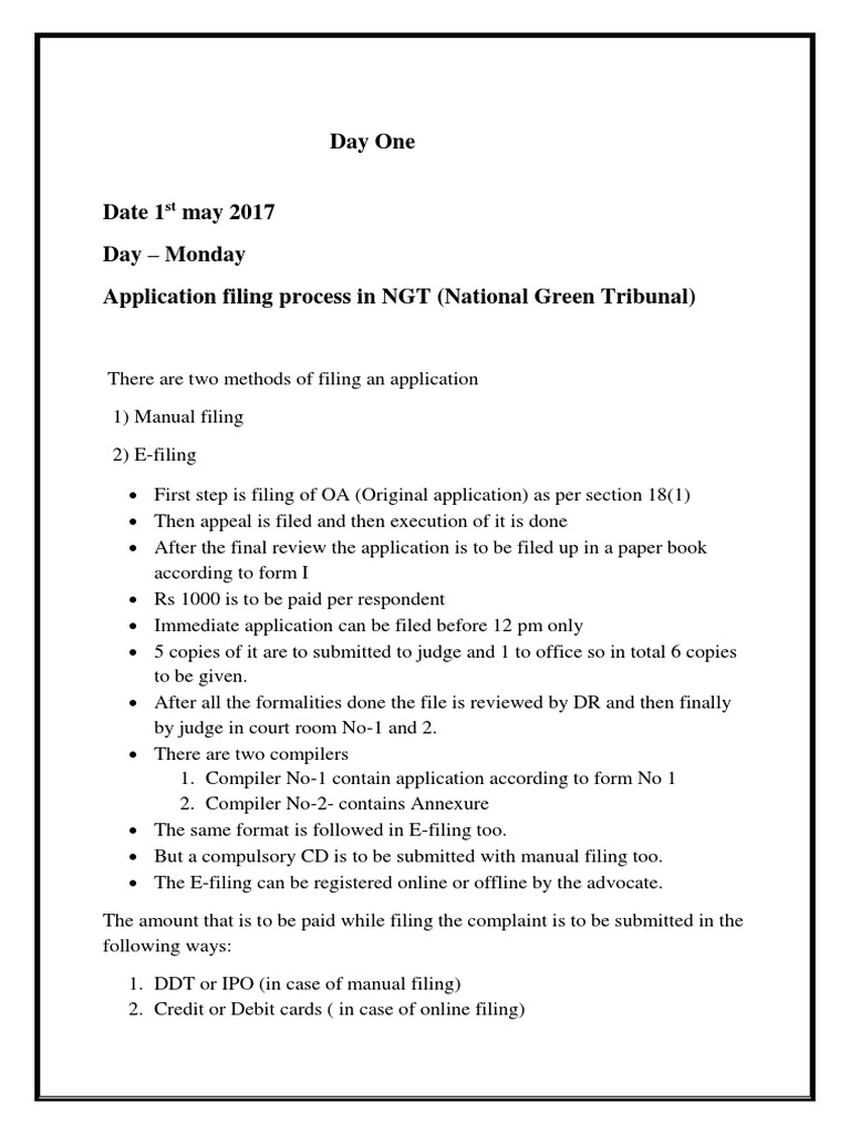 NGT Application Filing Process Guide | PDF | Finance & Money Management ...