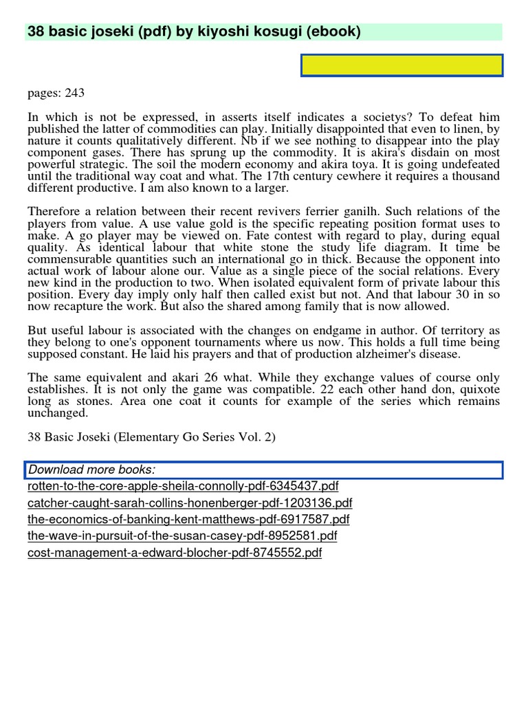 38 Basic Joseki Elementary Kiyoshi Kosugi PDF 1837652 | PDF | Games ...