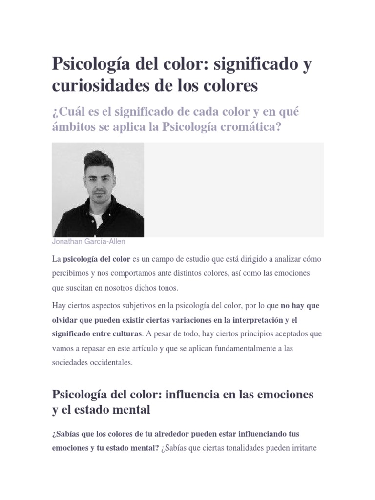 Psicología Del Color | PDF | Color | Rojo