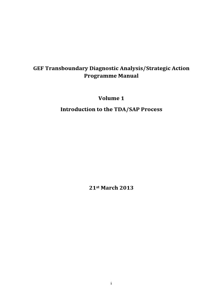 Tda/sap Manual - Volume 1 | PDF | Water Resources | Global Environment ...
