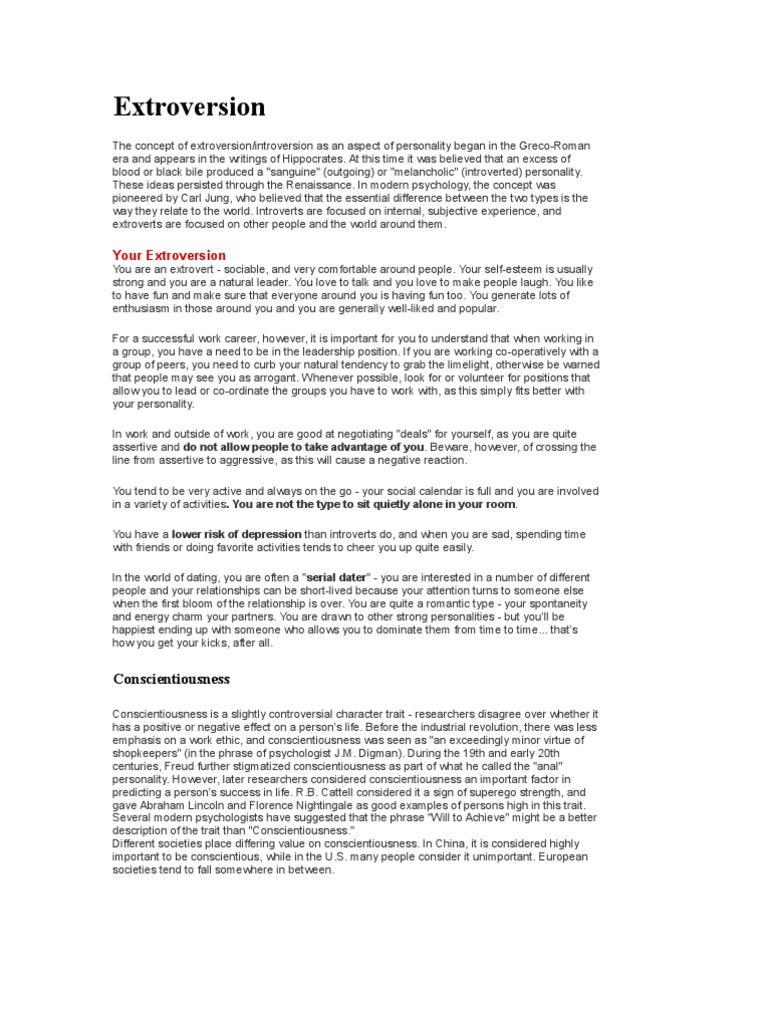 Extroversion | PDF | Extraversion And Introversion | Feeling