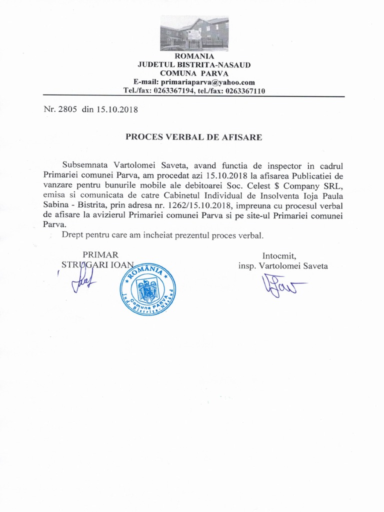 Proces Verbal de Afisare Si Publicatie de Vanzare | PDF