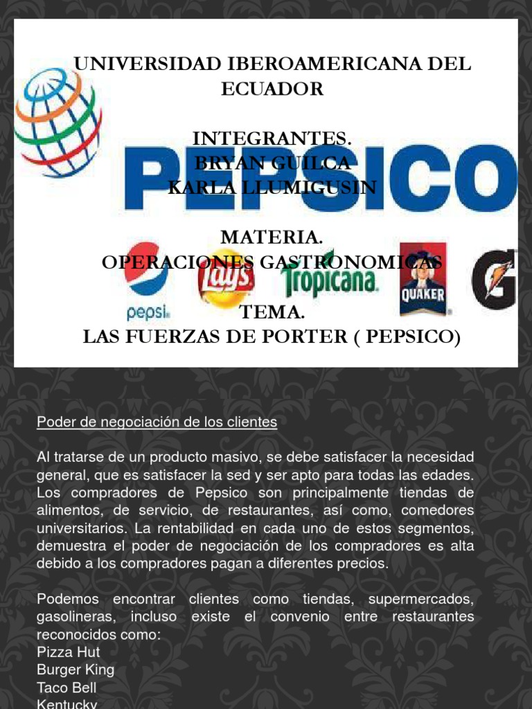 Análisis de las Fuerzas de Porter en Pepsico | PDF | Coca Cola | Bebida
