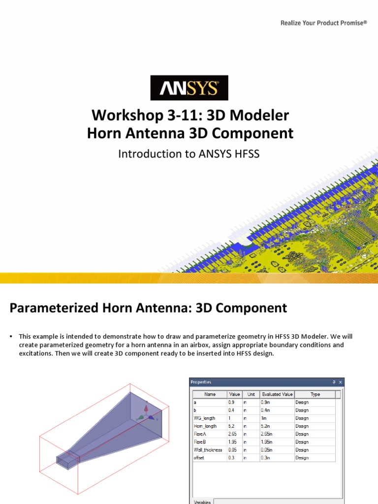 ANSYS HFSS W03 11 3D Modeler Parameterized Horn | PDF | Button (Computing) | Menu (Computing)