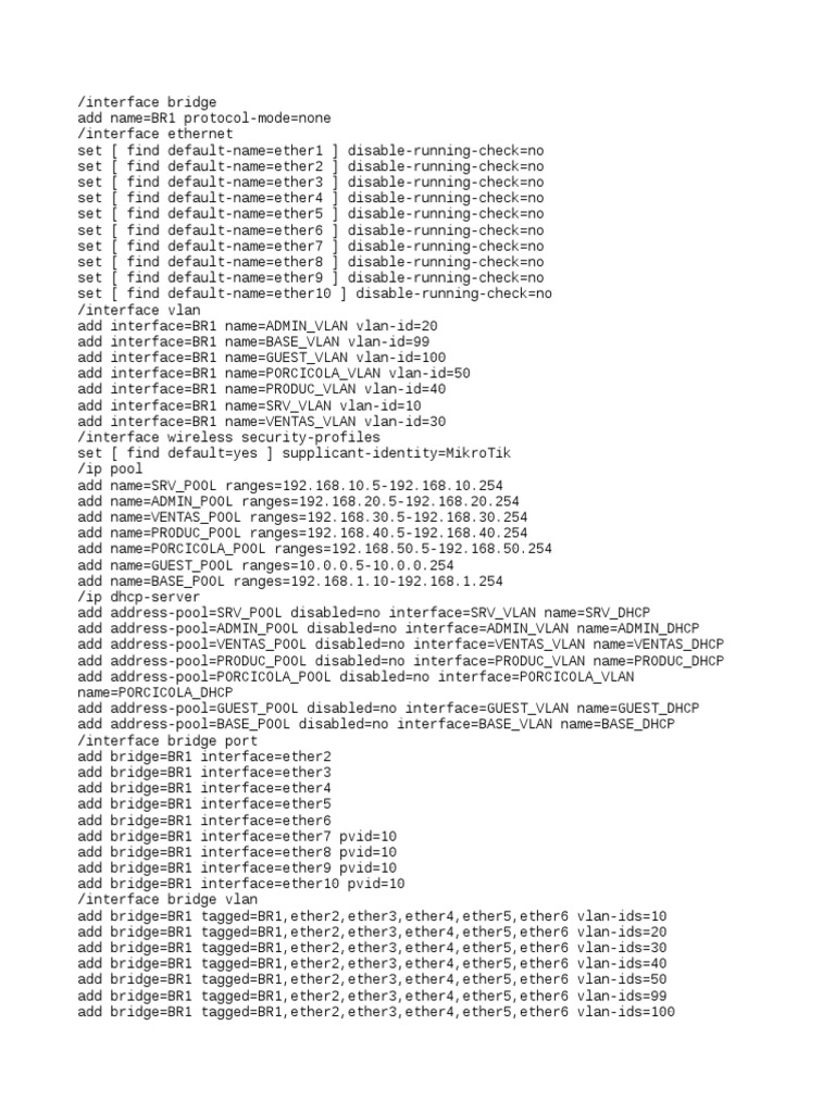 Config - Router Mikrotik Vlans | PDF | Ip Address | Computer Network