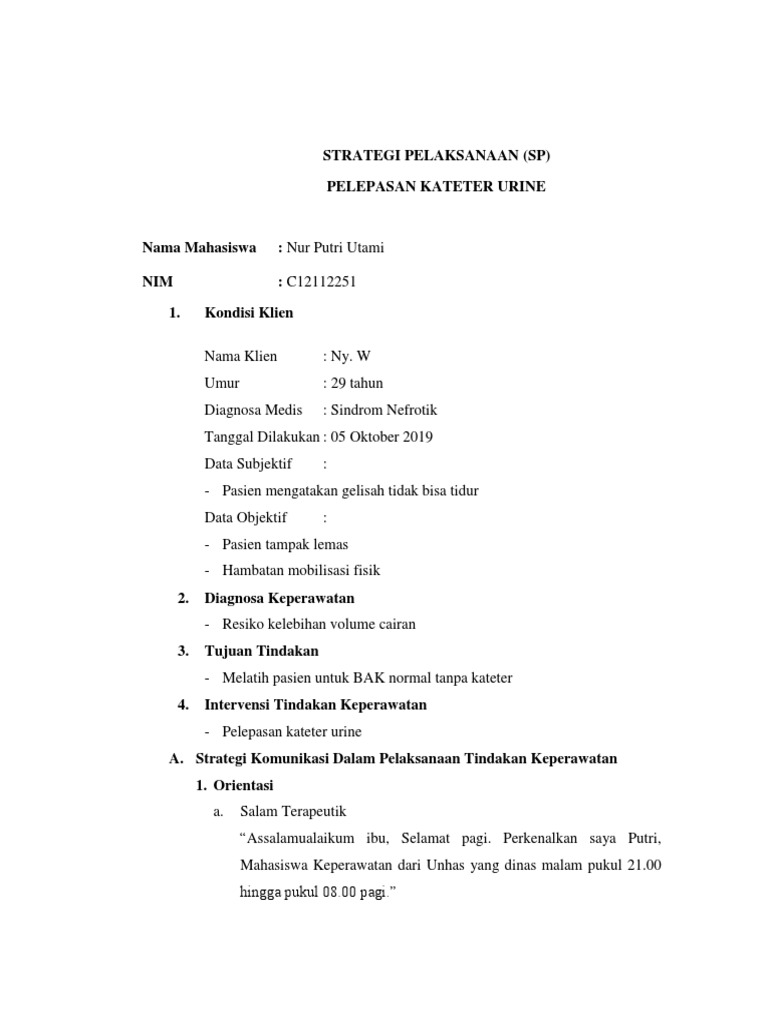 SP Aff Kateter | PDF | Pengembangan Diri | Kesehatan Holistik