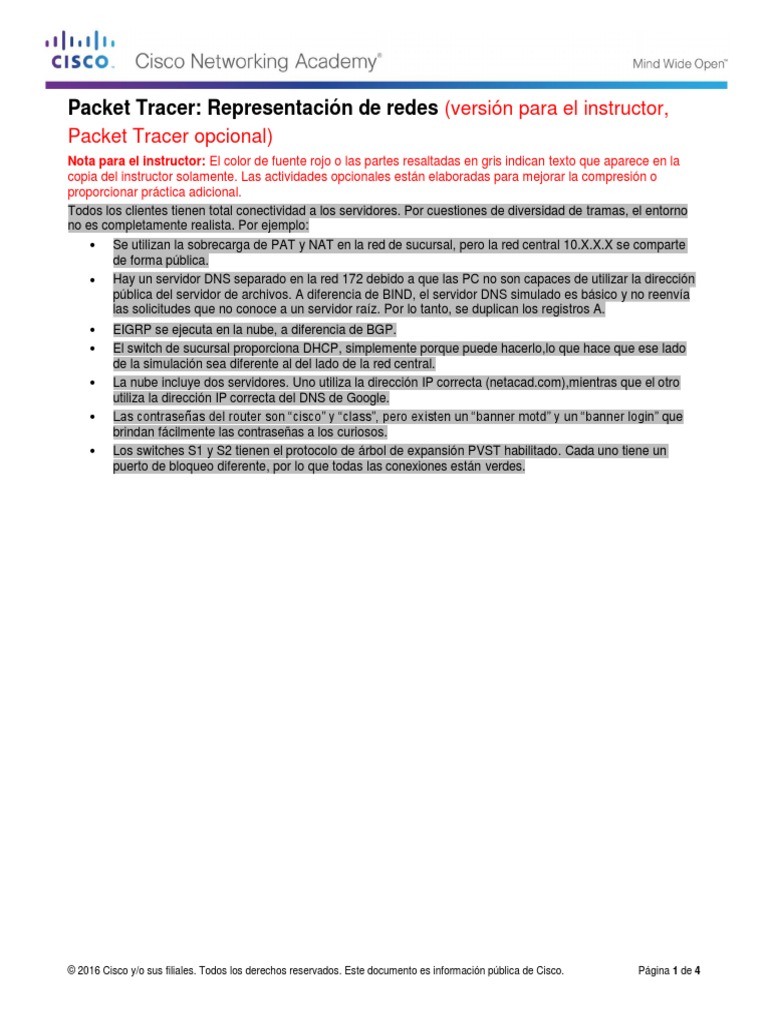 1.2.4.5 Packet Tracer - Network Representation - ILM | Descargar gratis PDF | Red de área amplia ...