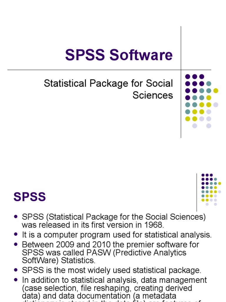 SPSS Software: Statistical Package For Social Sciences | PDF | Business ...