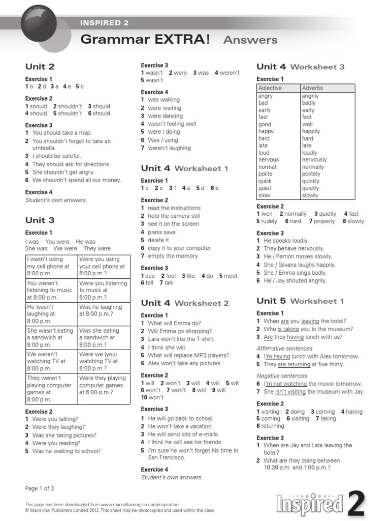 Grammar-EXTRA Inspired 2 Answers | PDF