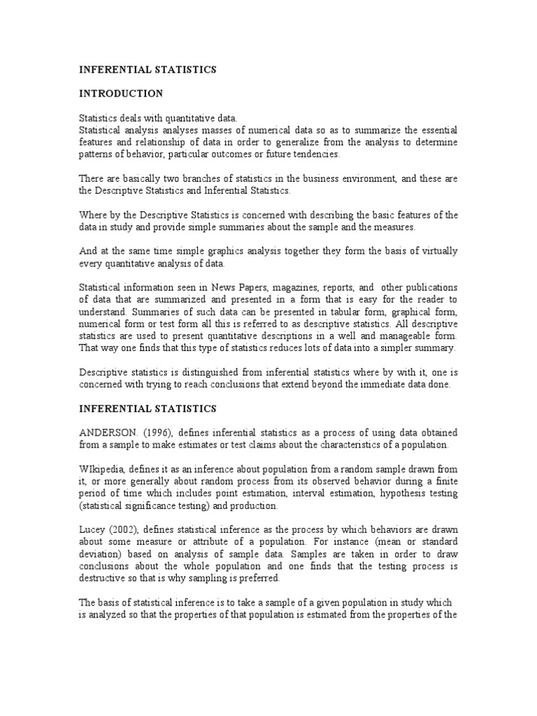 Inferential Statistics | PDF | Statistical Hypothesis Testing | Statistics