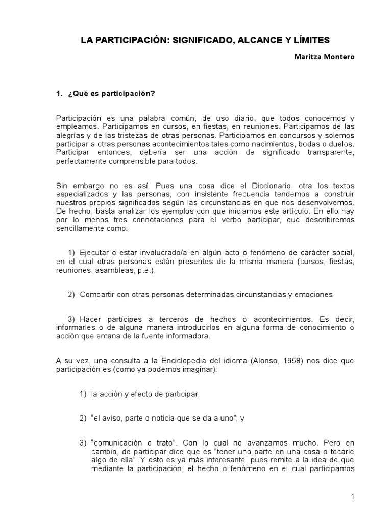 Participacion Significado Alcance Limites | PDF | Actitud (psicología ...