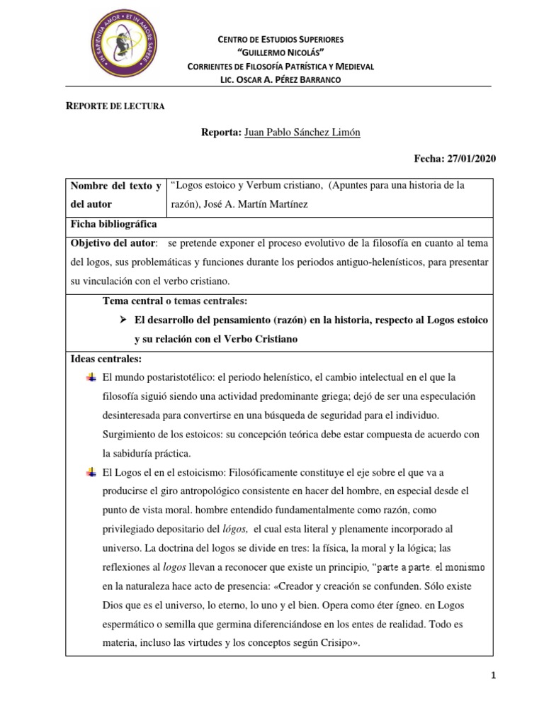Logos Estoico y Verbum Cristiano | PDF | Estoicismo | Realidad