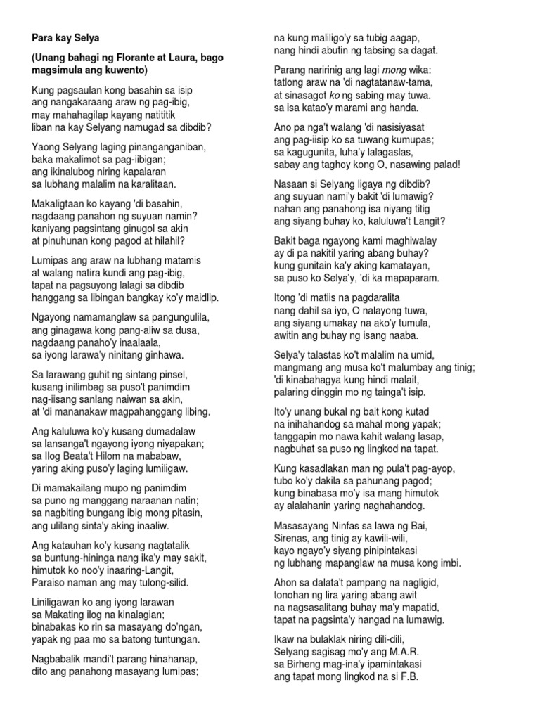 Para Kay Selya | PDF