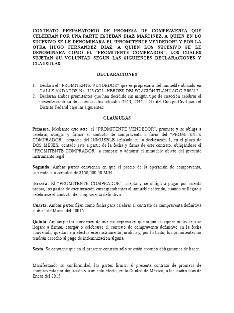 B1 Contrato 4 de Promesa | PDF | Ley común | Derecho privado