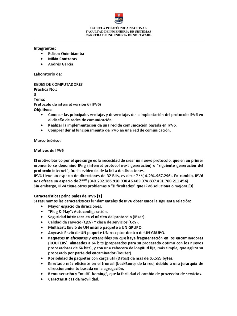 Ipv6 Informe | PDF | Yo Pv6 | Protocolos de internet